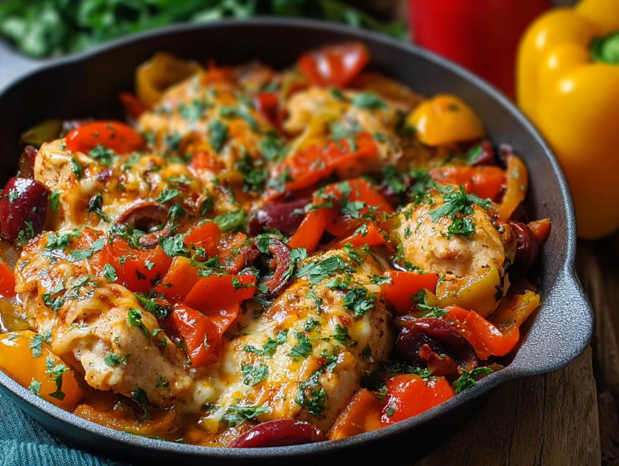 Poulet aux Poivrons et Fromage : 35 min de bonheur - Exp Recettes